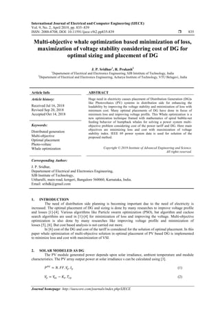 Multi-objective whale optimization based minimization of loss, maximization of voltage stability ...