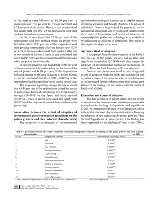 Impact of adoption startup scenario of recommended potato production technology by the potato ...