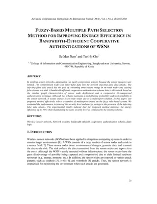 FUZZY-BASED MULTIPLE PATH SELECTION METHOD FOR IMPROVING ENERGY EFFICIENCY IN BANDWIDTH ...