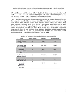 Speech Emotion Recognition by Using Combinations of Support Vector Machine (SVM), and C5.0 | PDF