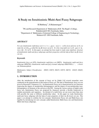 A Study on Intuitionistic Multi-Anti Fuzzy Subgroups | PDF