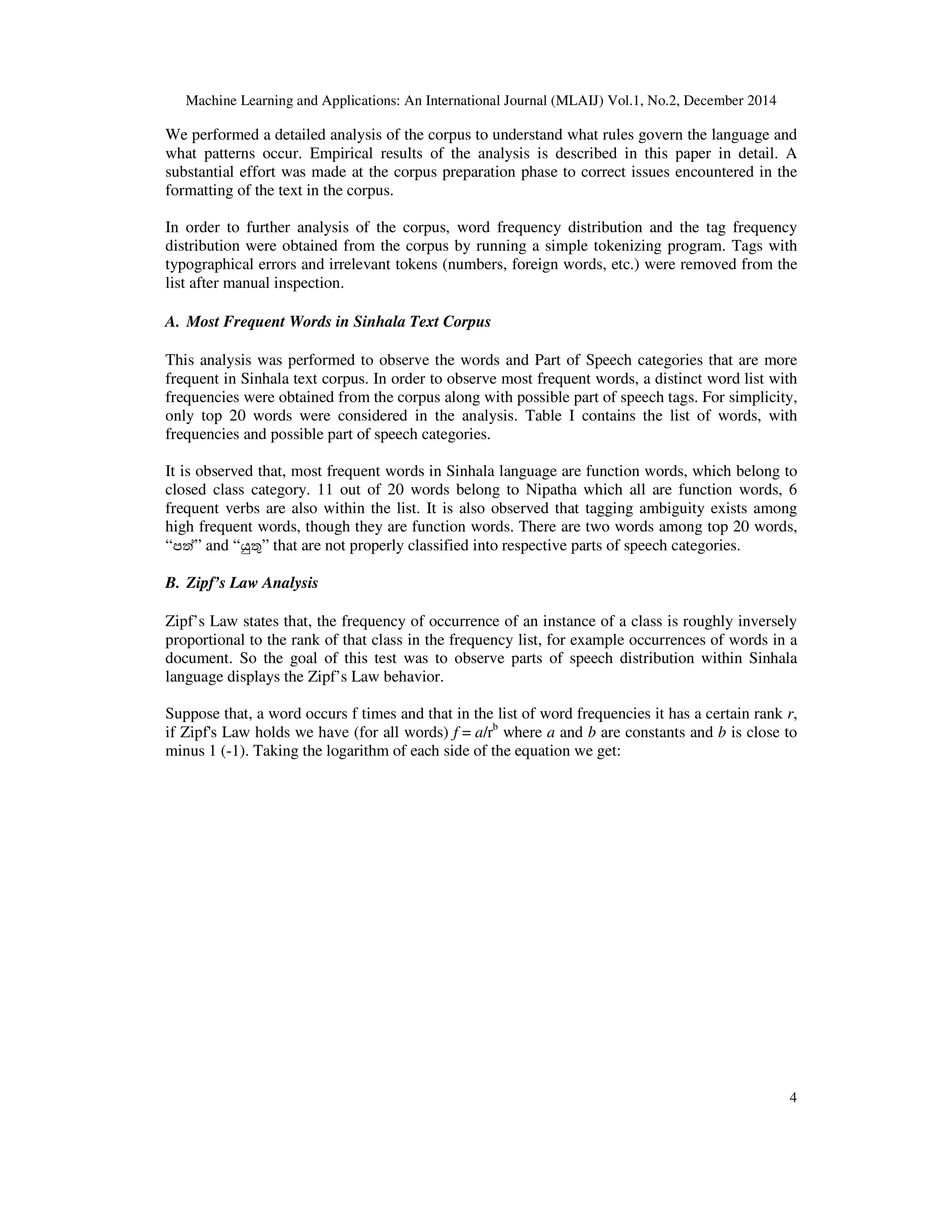 Unknown Words Analysis in POS Tagging of Sinhala Language | PDF