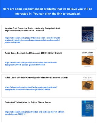 Turbo Codes Errorcorrecting Codes Of Widening Application Michel ...
