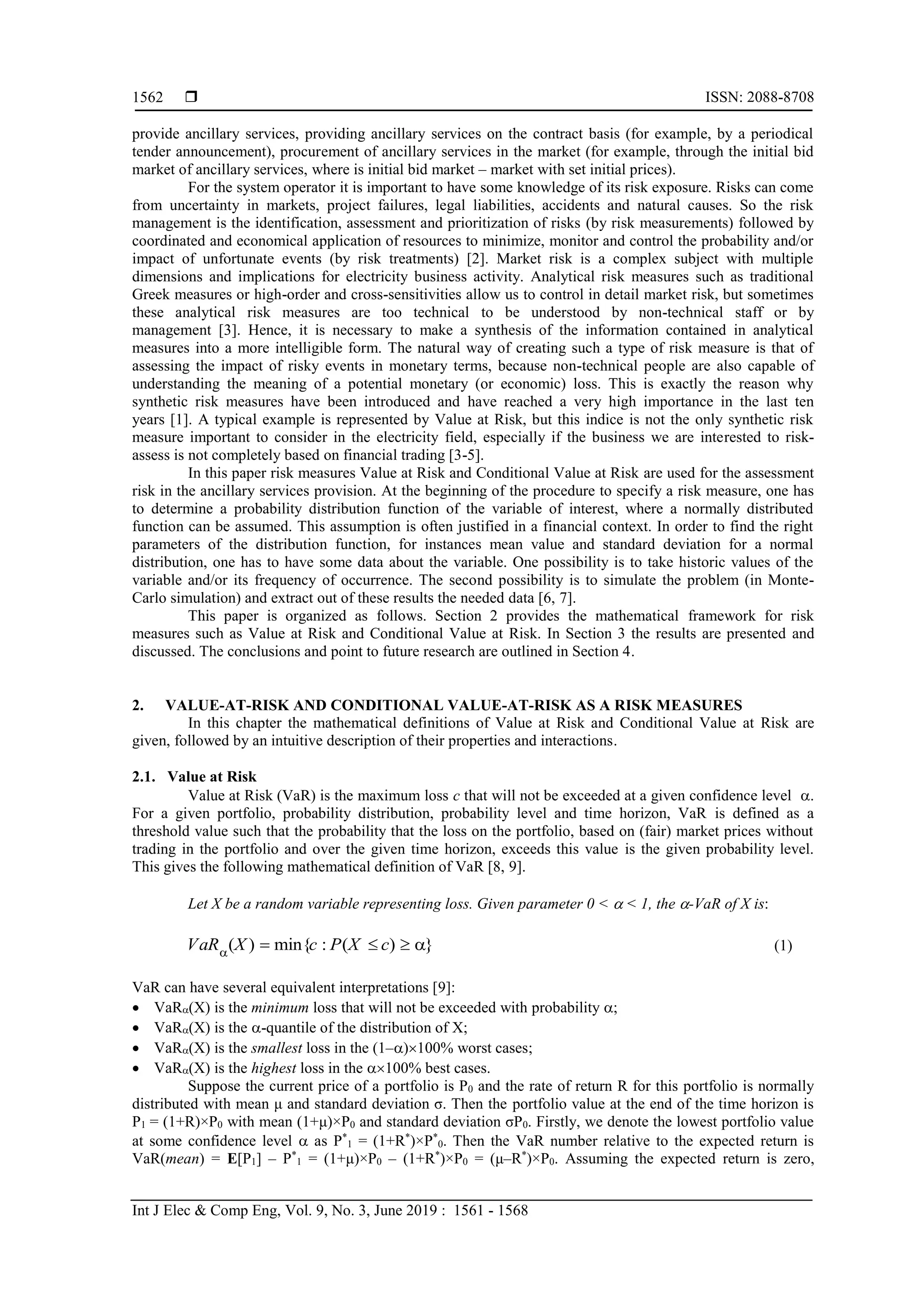 Risk assessment for ancillary services | PDF