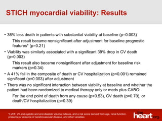 STICH (Surgical Treatment for Ischemic Heart Failure) | PPT