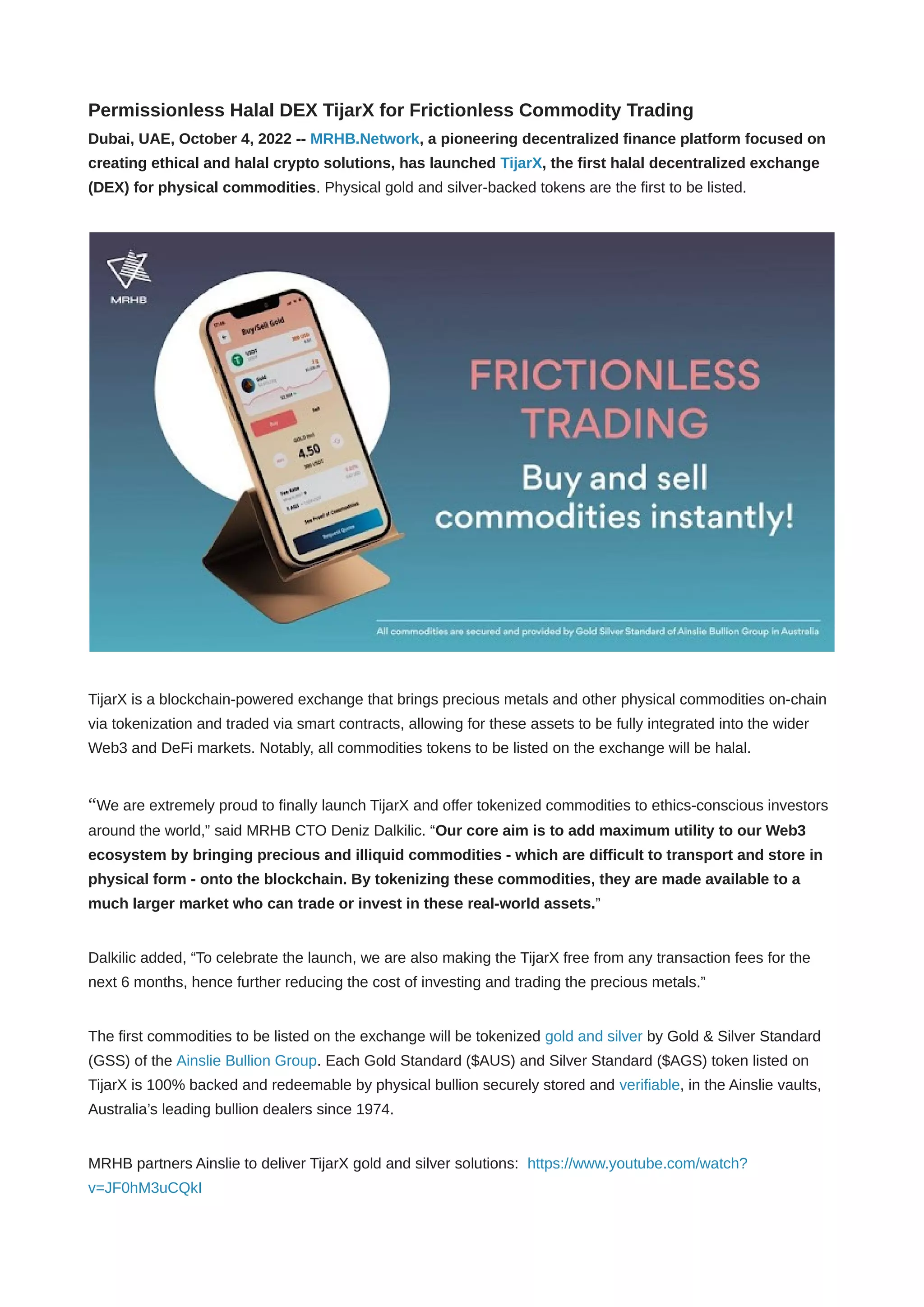 Permissionless Halal DEX TijarX for Frictionless Commodity Trading | PDF