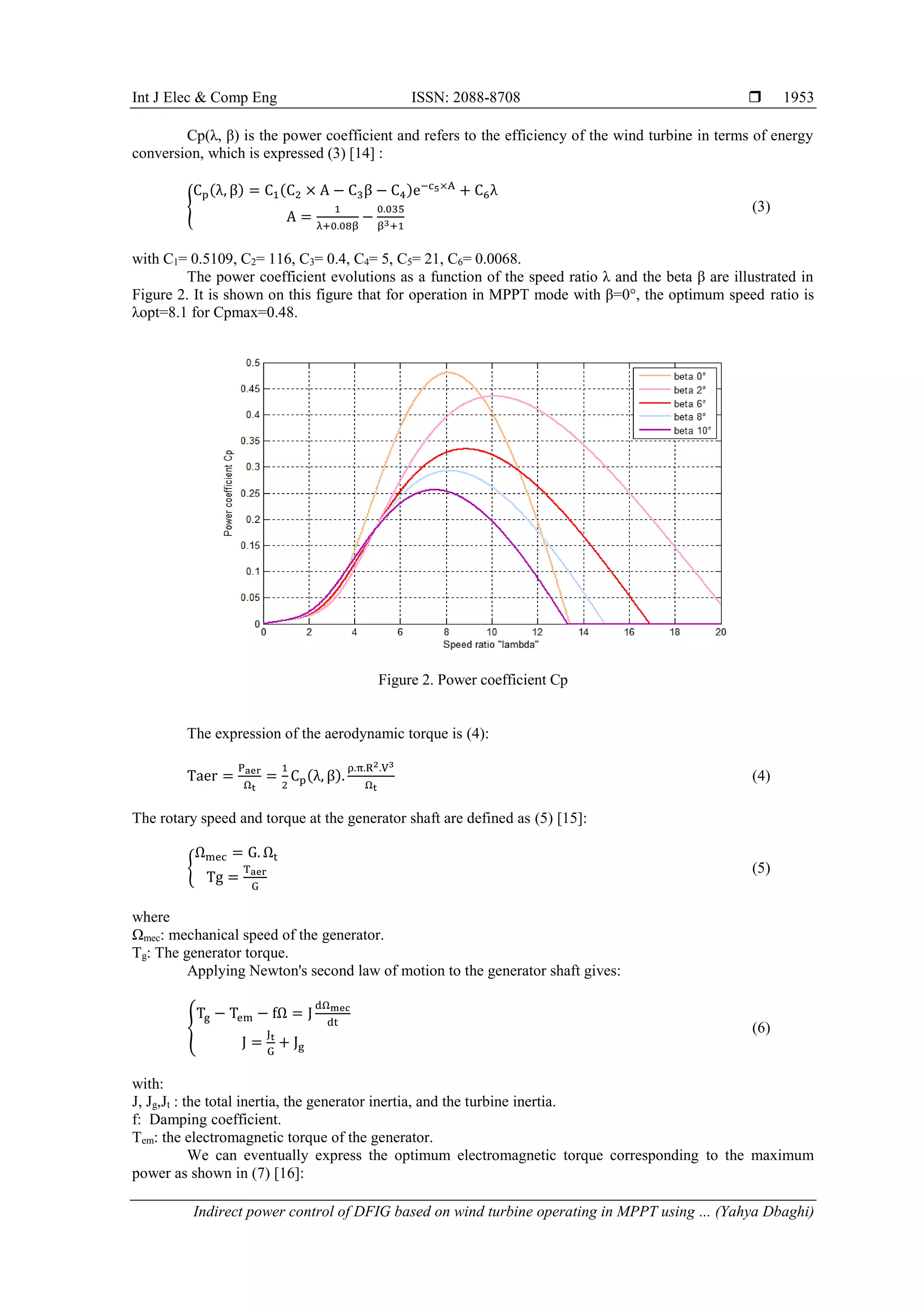 Indirect power control of DFIG based on wind turbine operating in MPPT using backstepping ...