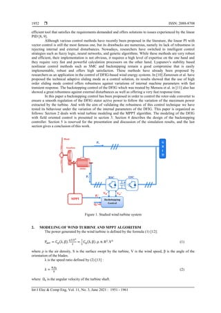 Indirect power control of DFIG based on wind turbine operating in MPPT using backstepping ...