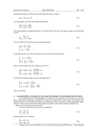 Indirect power control of DFIG based on wind turbine operating in MPPT ...