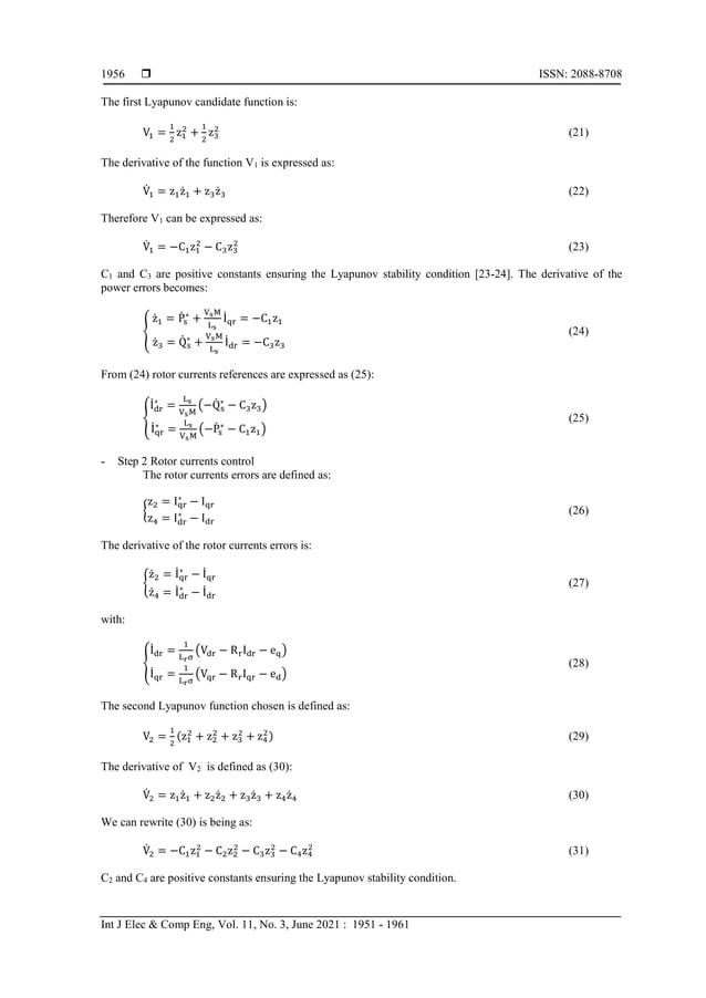 Indirect power control of DFIG based on wind turbine operating in MPPT using backstepping ...