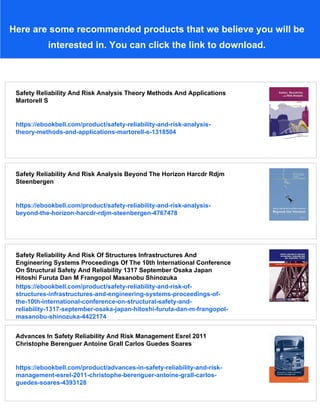 Safety Reliability And Risk Analysis Theory Methods And Applications ...