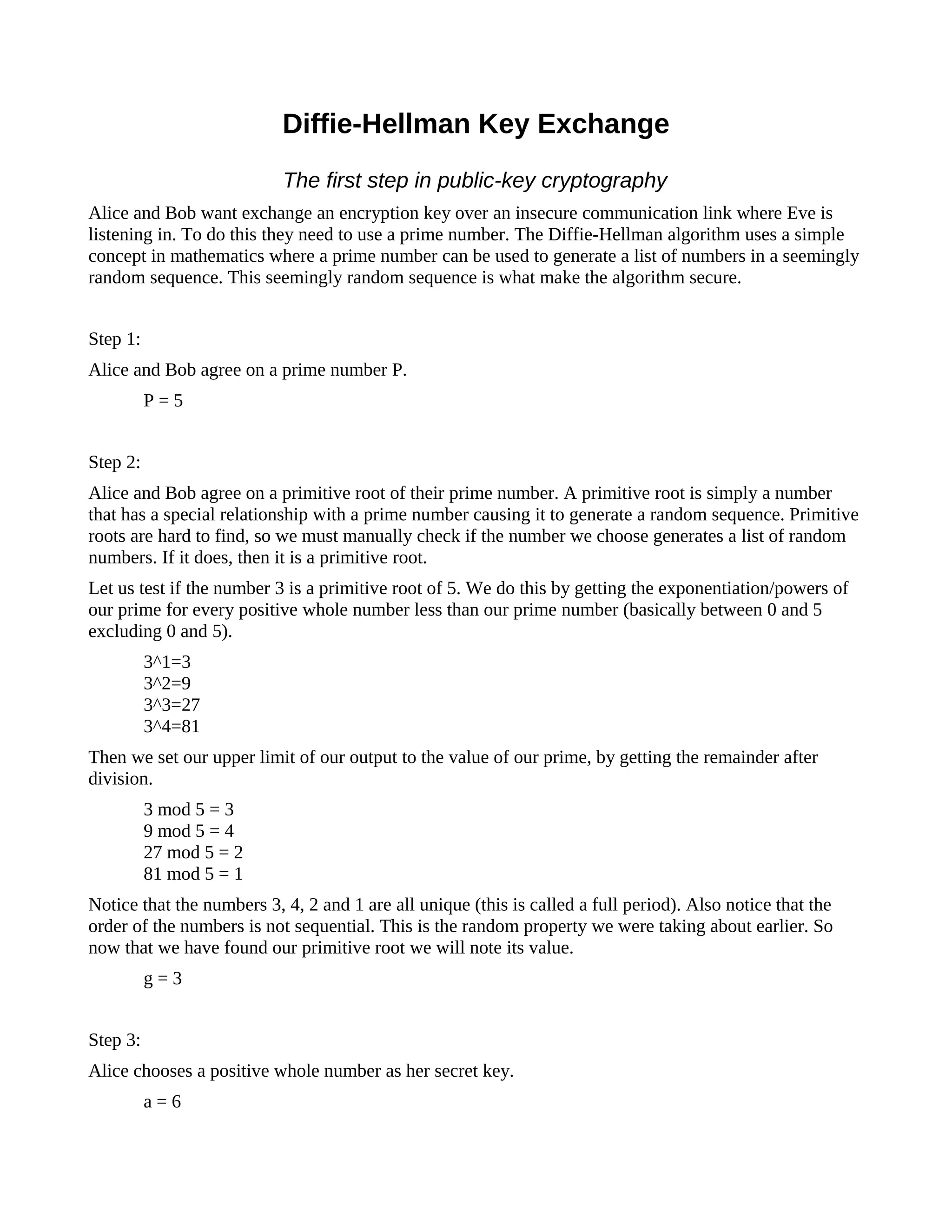 Diffie-Hellman key exchange | PDF
