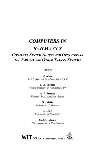 Computers In Railways X Computer System Design And Operation In The ...
