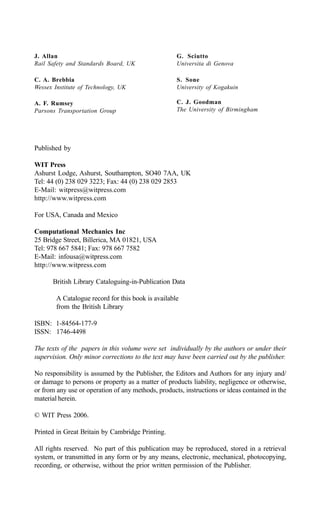 Computers In Railways X Computer System Design And Operation In The ...
