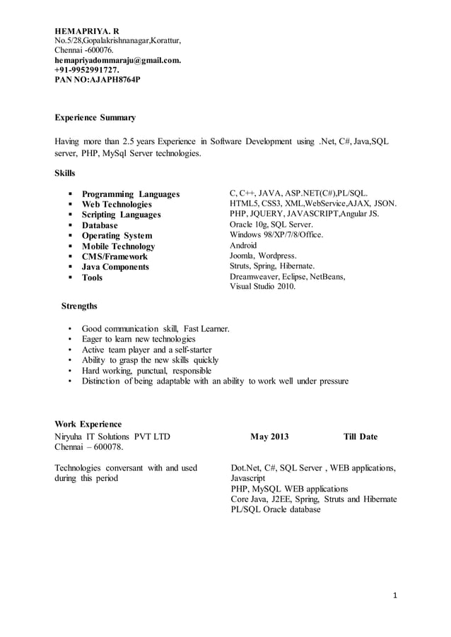 Resume_EXP_Hema | PDF