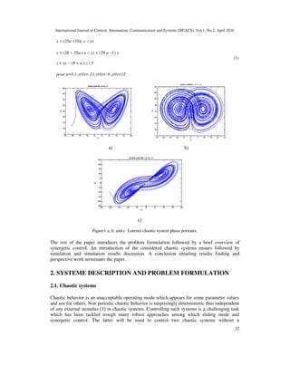 SYNERGETIC CONTROL AND SYNCHRONISATION OF CHAOTIC SYSTEMS | PDF