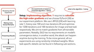 result analysis for deep leakage from gradients | PPT