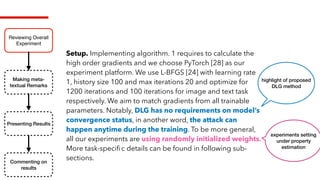 result analysis for deep leakage from gradients | PPT