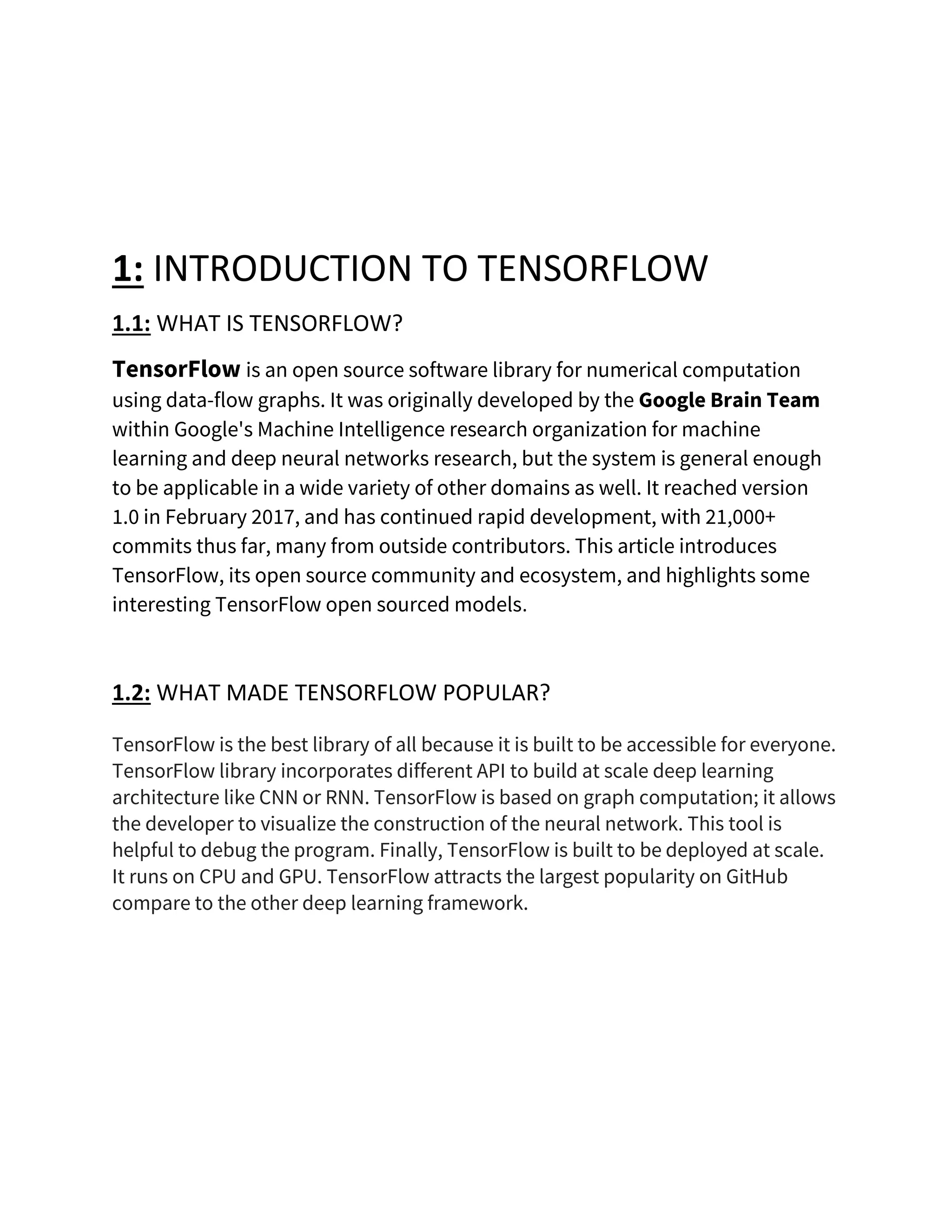 Introduction To Tensorflow And Opencv Libraries Pdf