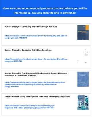 Number Theory For Computing 2nd Edition Song Y Yan | PDF