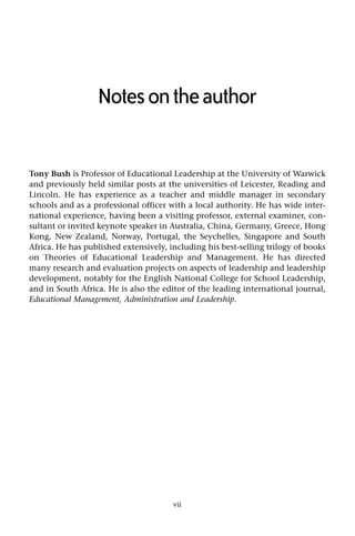 Leadership And Management Development In Education Tony Bush | PDF