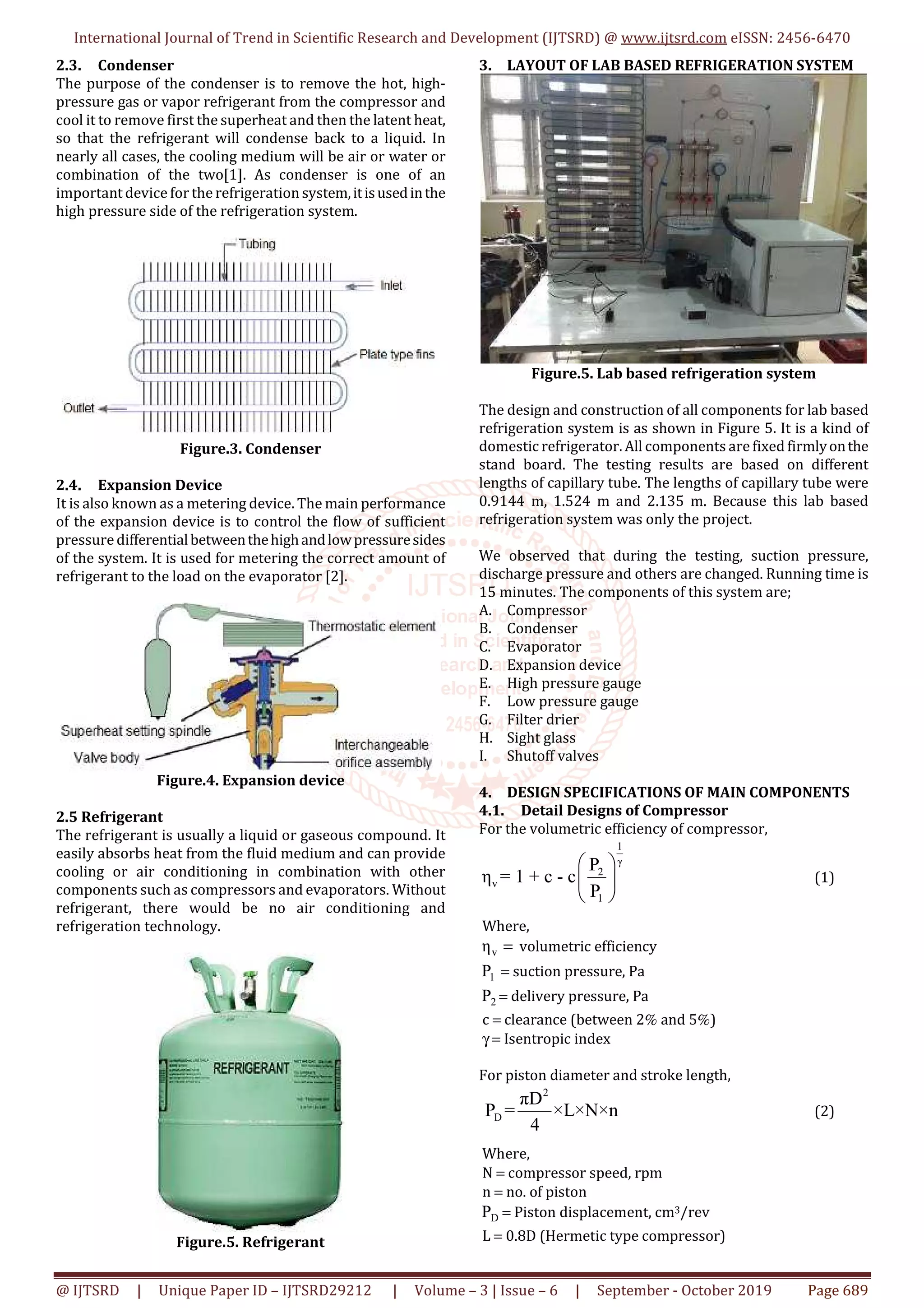 Design Calculation of Main Components for Lab Based Refrigeration ...
