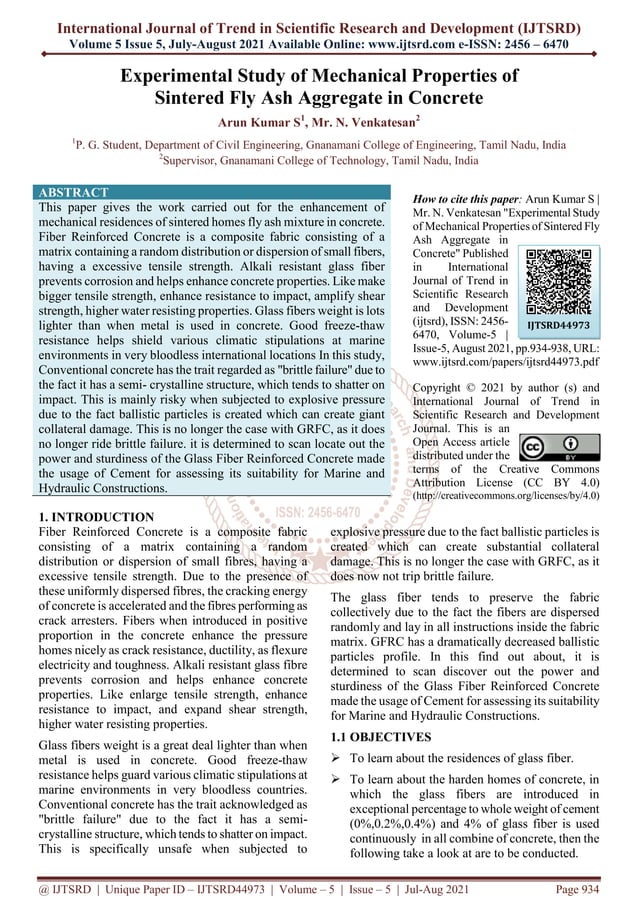 Experimental Study of Mechanical Properties of Sintered Fly Ash ...