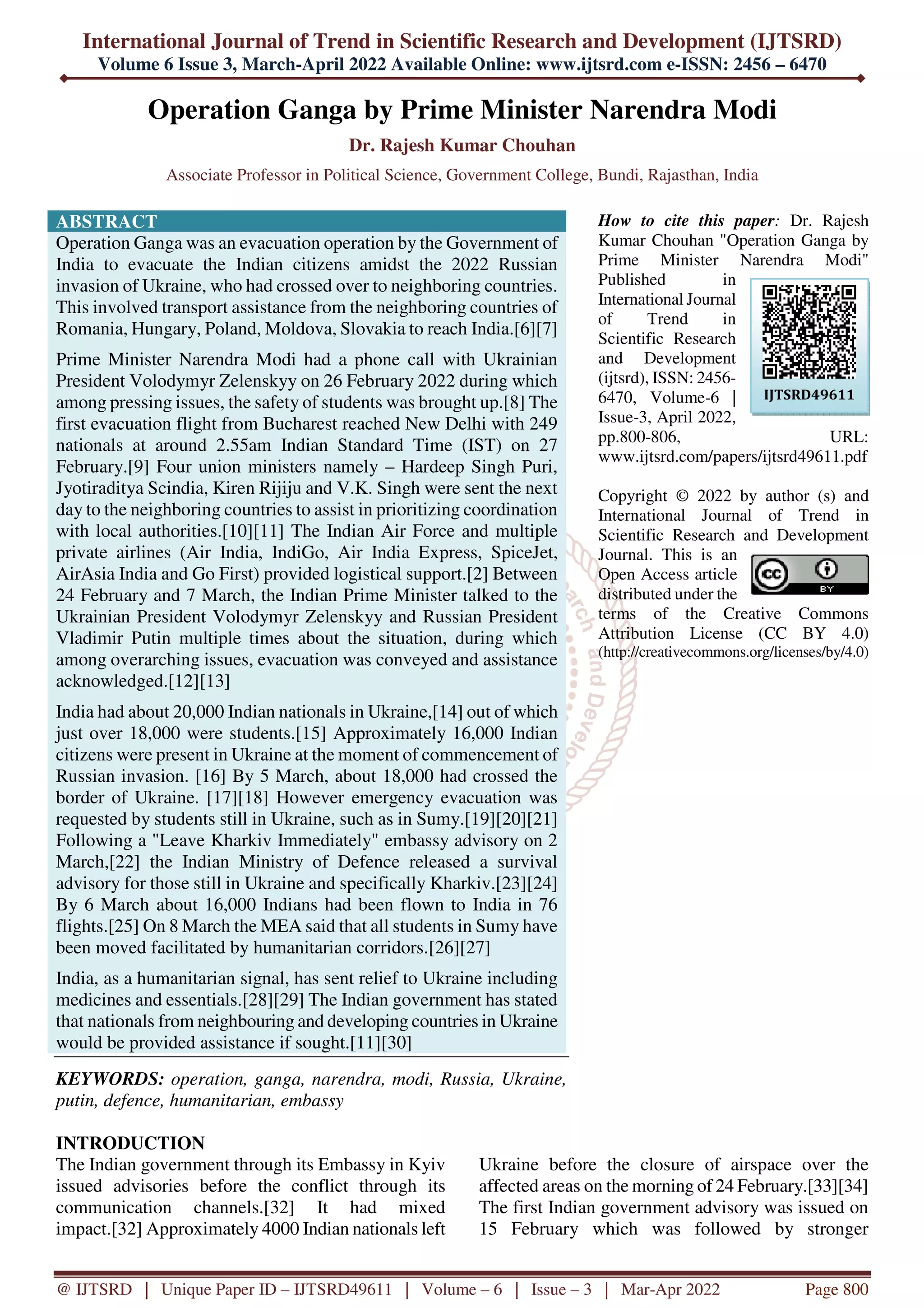 Operation Ganga by Prime Minister Narendra Modi | PDF