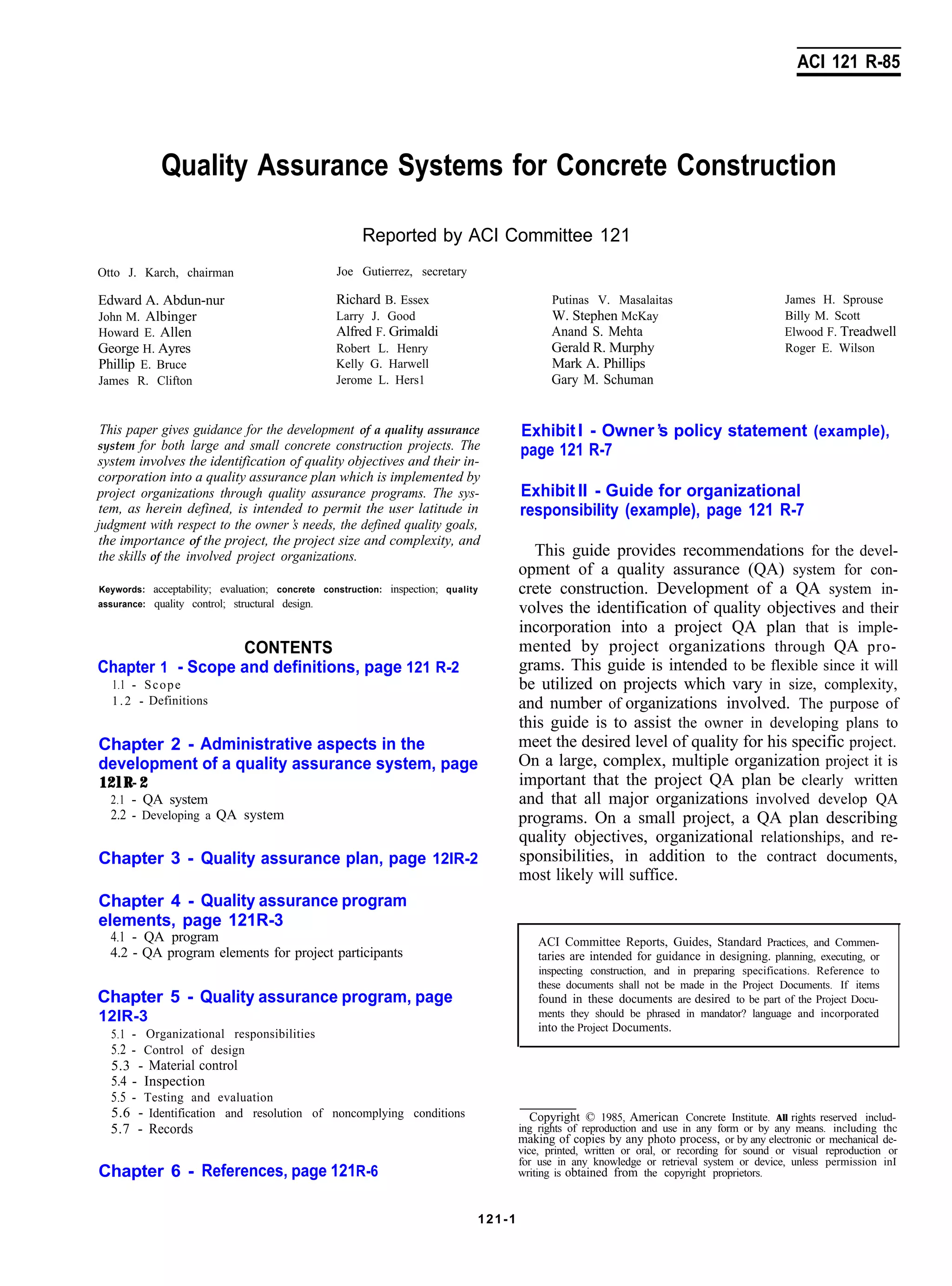 121 r 85 - quality assurance systems for concrete constructio | PDF