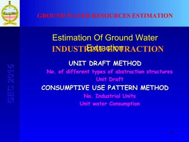 Ground Water Resources Estimation By GEC 2015 Methodology | PPT ...