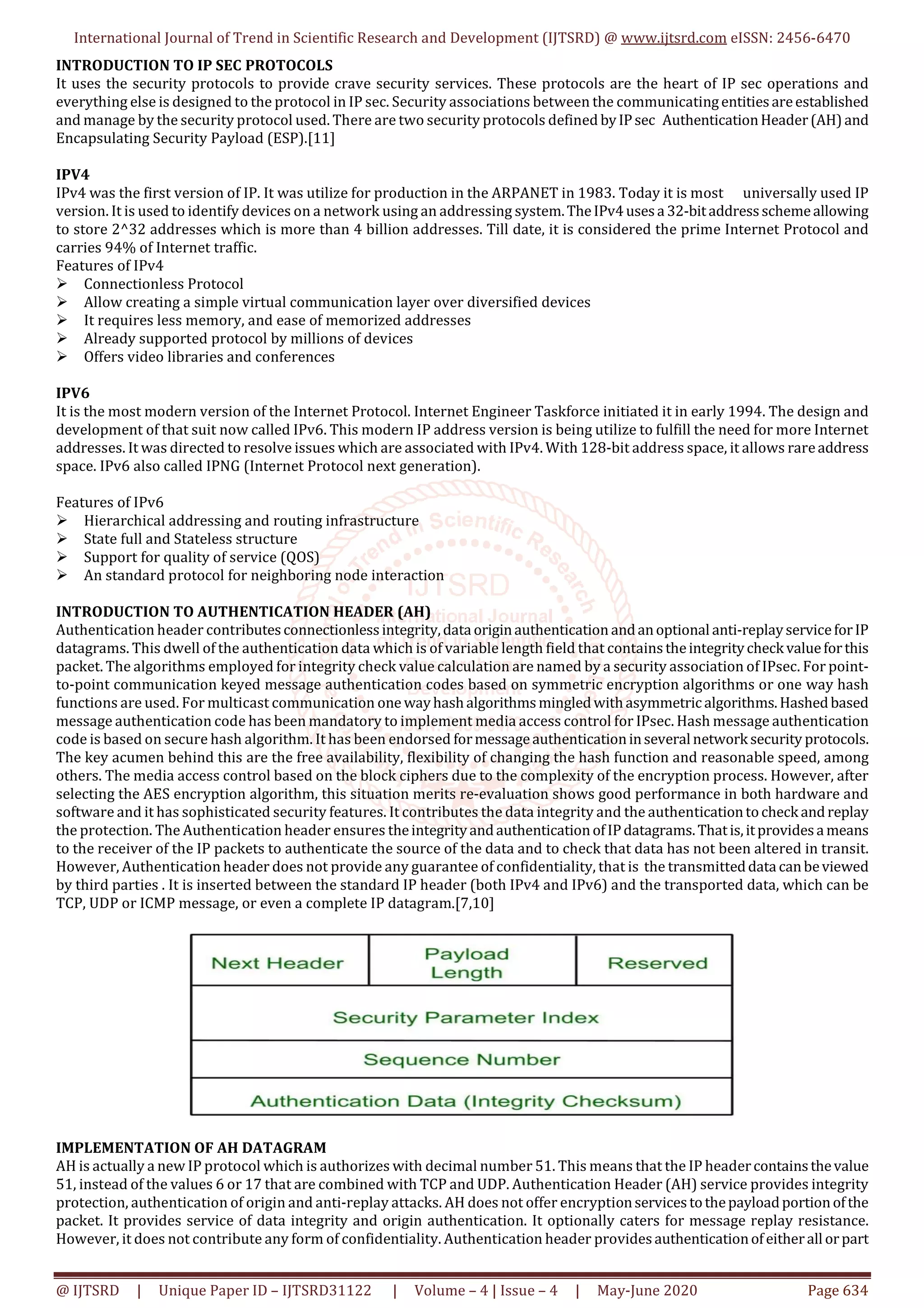 Working Survey Of Authentication Header And Encapsulating Security Payload Pdf