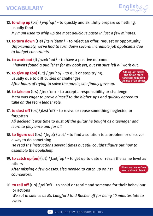 122. 50 Phrasal Verbsfor international c2 English level | PDF | Bars ...