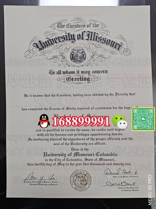 University of Missouri Columbia degree offer diploma Transcript | PDF