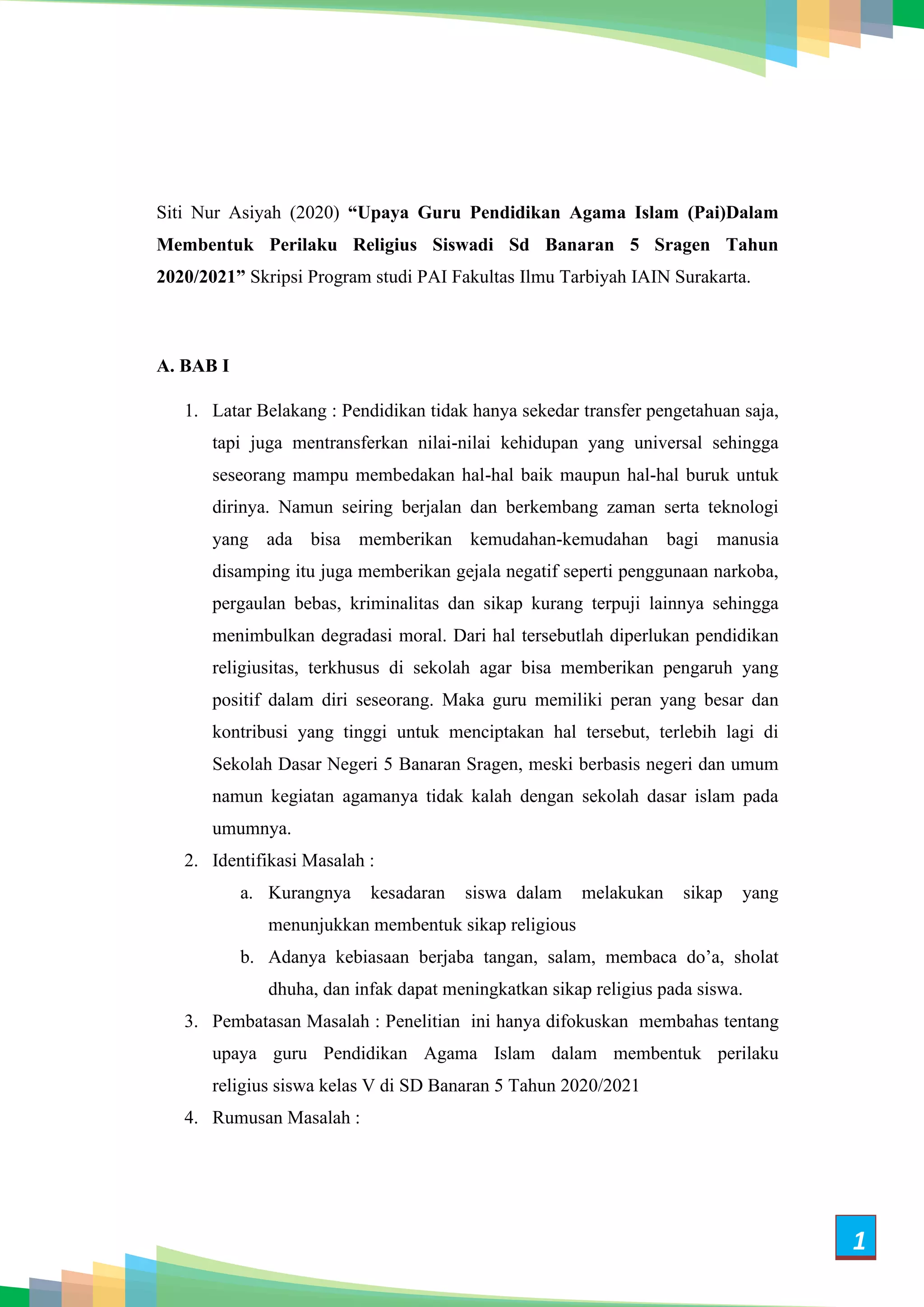 Review Skripsi PAI IAIN Surakarta | PDF