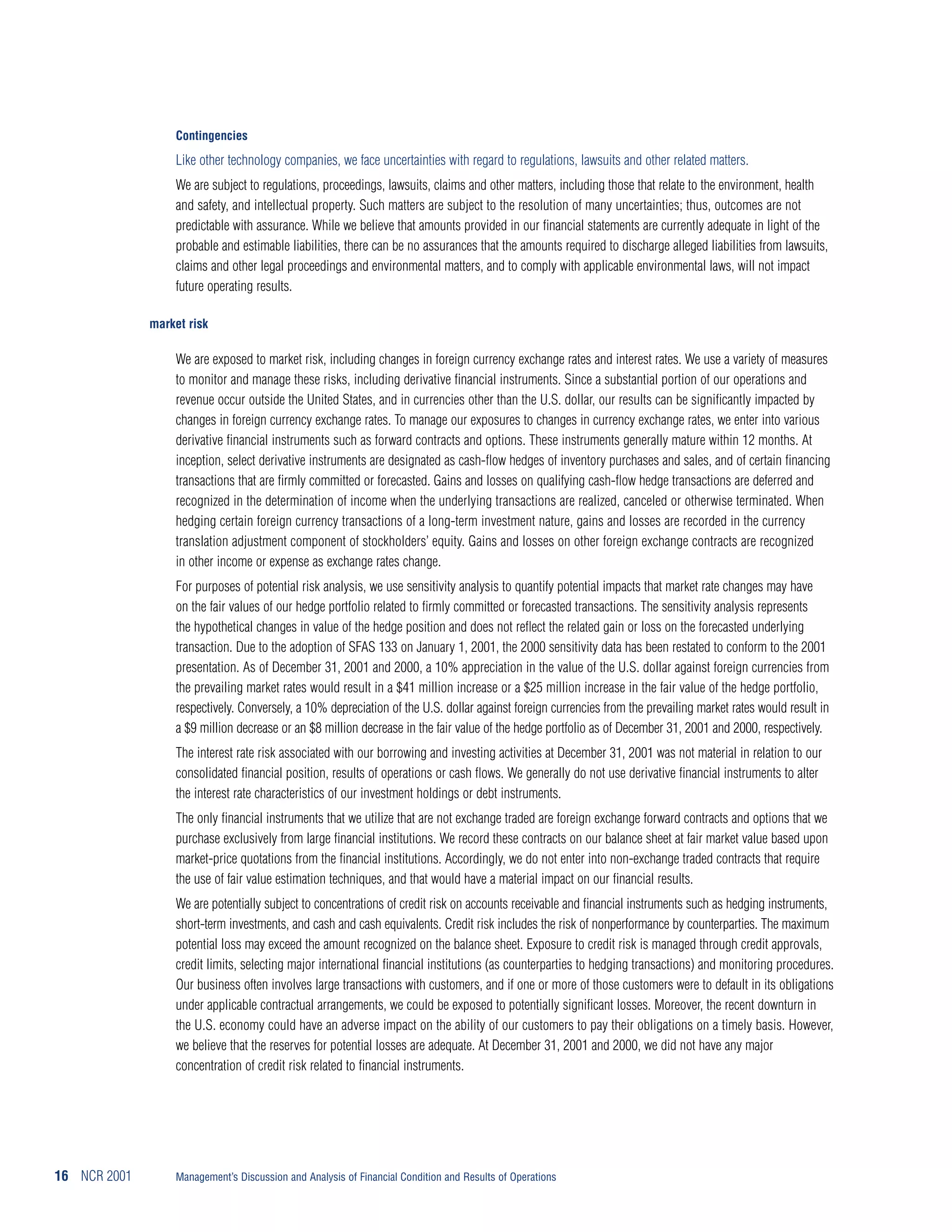 ncr annual reports 2001 | PDF