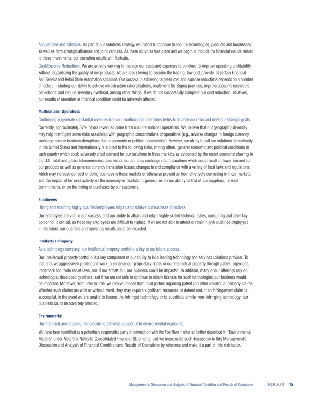 ncr annual reports 2001 | PDF