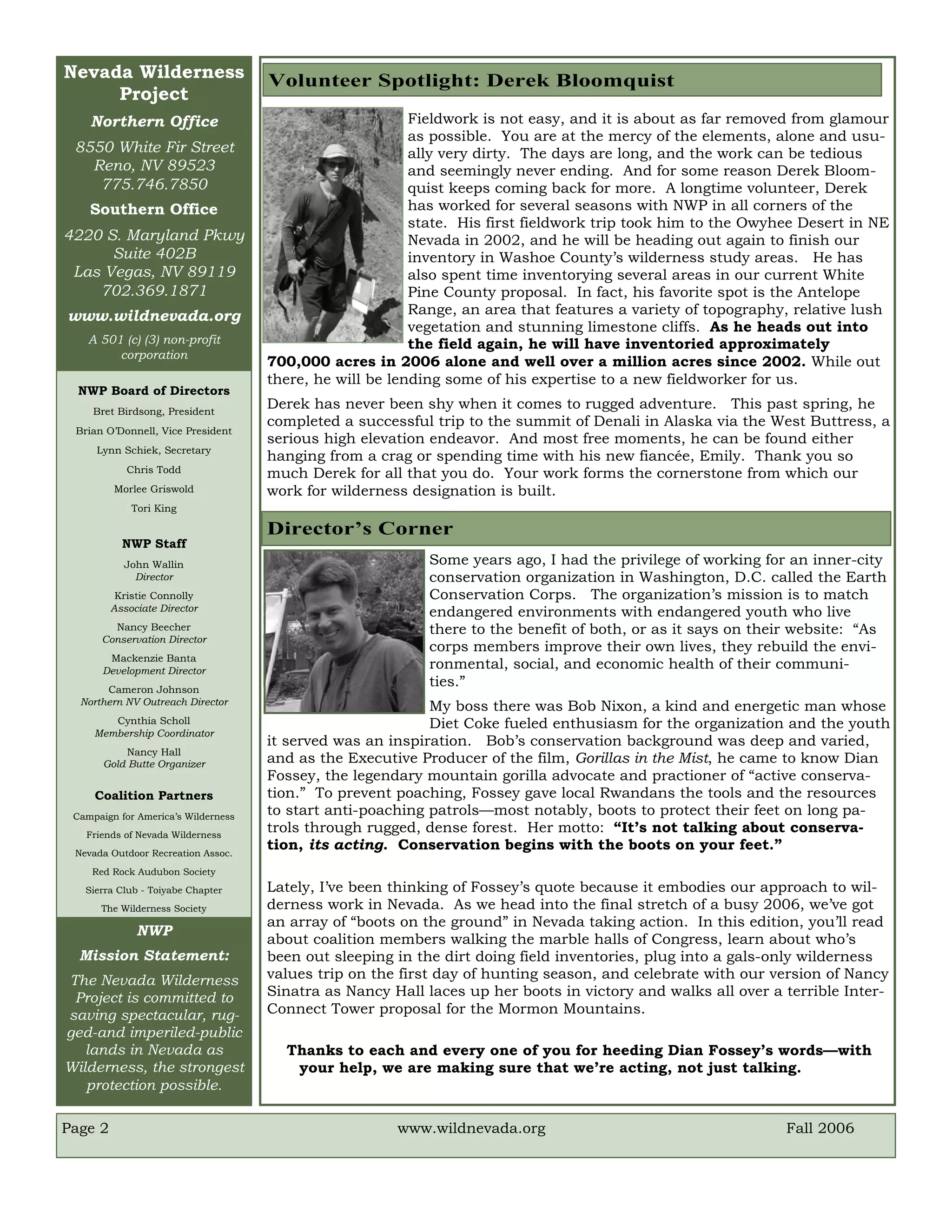 Fall 2006 Nevada Wilderness Project Newsletter | PDF