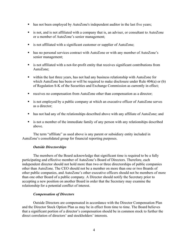 autozone CorporateGovernancePrinciples1208 | PDF