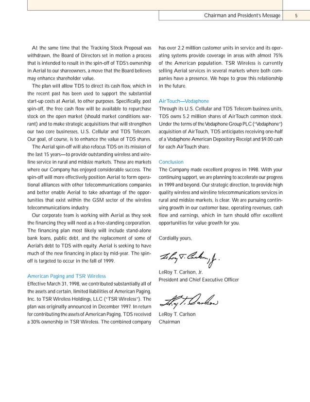 telephone data systems 98ar | PDF | Telecommunications Industry ...