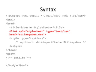 CSS - Externes Stylesheet | PPT