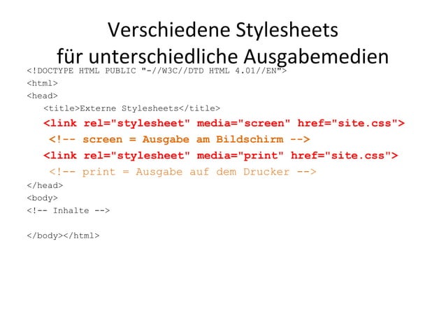 CSS - Externes Stylesheet | PPT