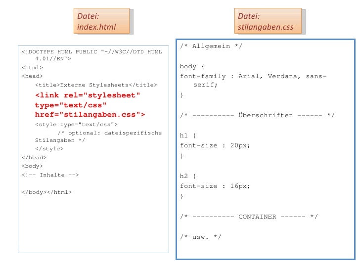 CSS - Externes Stylesheet
