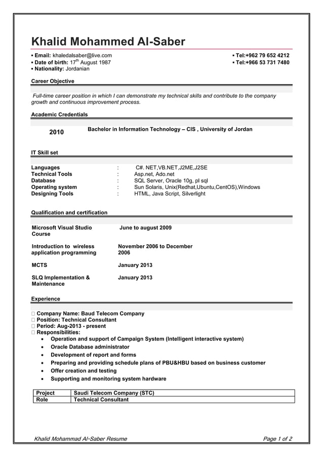Khalid_Mohammed_Al-Saber_resume | PDF | IT and Internet Support | Internet