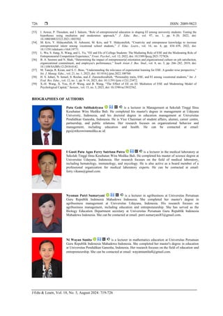 Entrepreneurial intentions among medical laboratory technology students: effect of education and ...