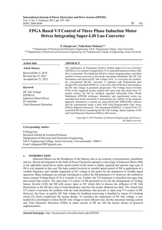 FPGA Based V/f Control of Three Phase Induction Motor Drives Integrating Super-Lift Luo ...