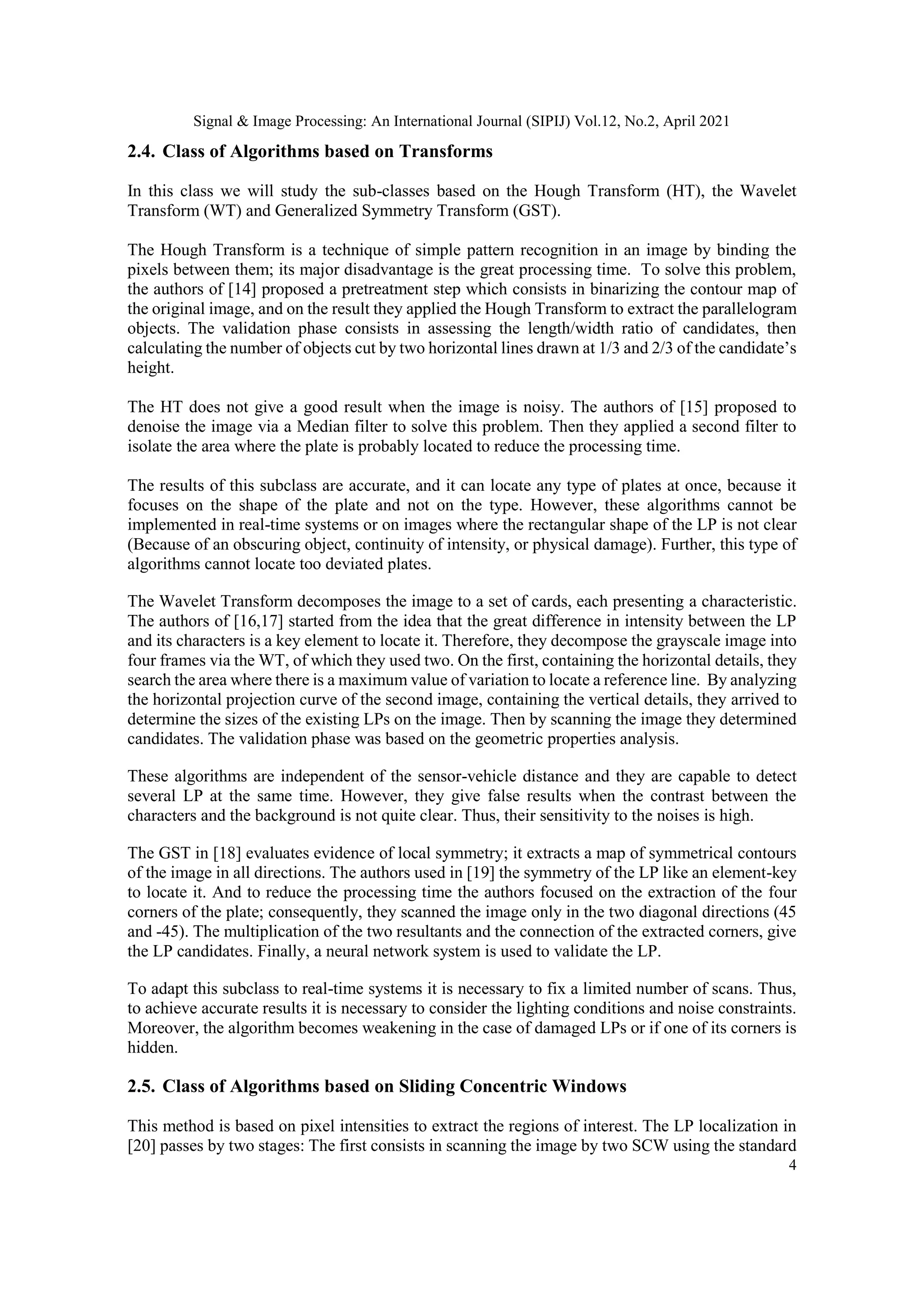 Classification And Comparison Of License Plates Localization Algorithms
