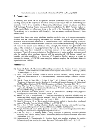 REVIEW OFCLASS IMBALANCE DATASET HANDLING TECHNIQUES FOR DEPRESSION PREDICTION AND DETECTION ...