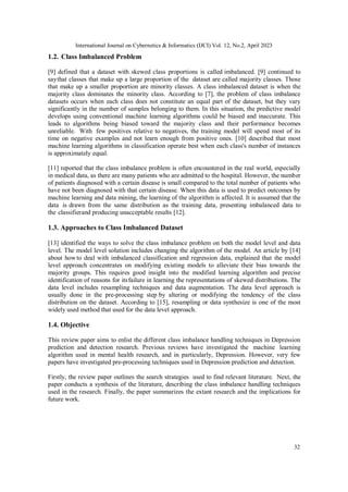 REVIEW OFCLASS IMBALANCE DATASET HANDLING TECHNIQUES FOR DEPRESSION PREDICTION AND DETECTION ...