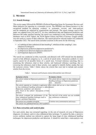 REVIEW OFCLASS IMBALANCE DATASET HANDLING TECHNIQUES FOR DEPRESSION PREDICTION AND DETECTION ...