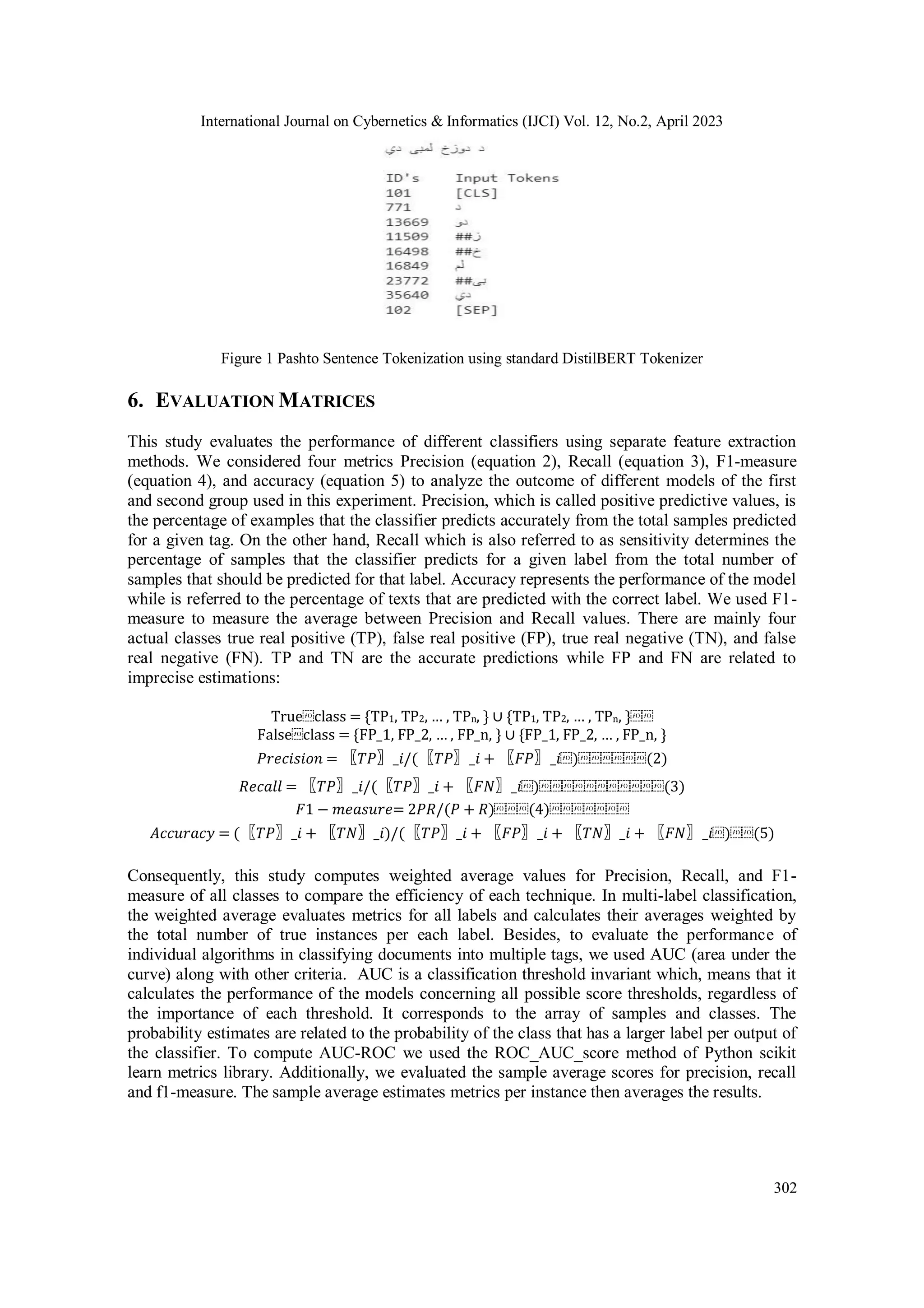 TUNING LANGUAGE PROCESSING APPROACHES FOR PASHTO TEXTS CLASSIFICATION | PDF TUNING LANGUAGE PROCESSING APPROACHES FOR PASHTO TEXTS CLASSIFICATION | PDF